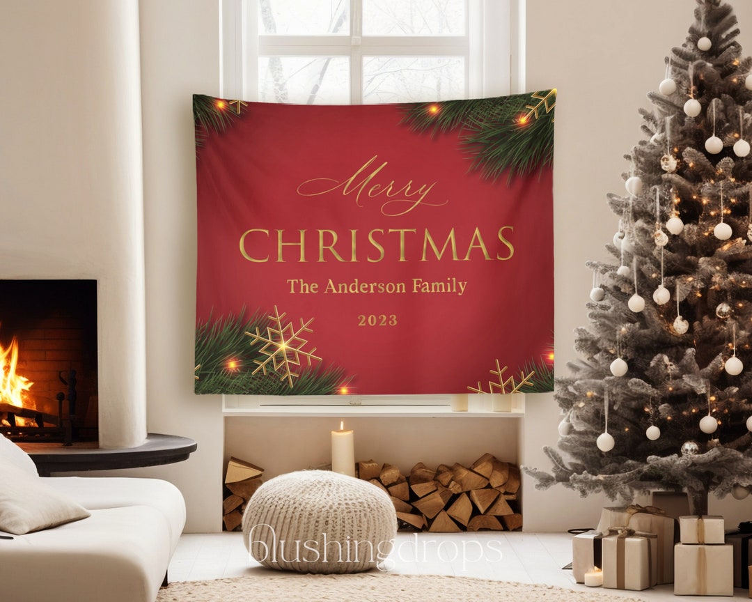 Personalized Family Christmas Backdrop: Holiday Party Banner - Etsy