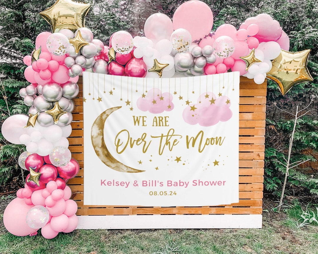 Over the Moon Baby Shower Decorations, Moon and Stars Baby Shower, Over ...