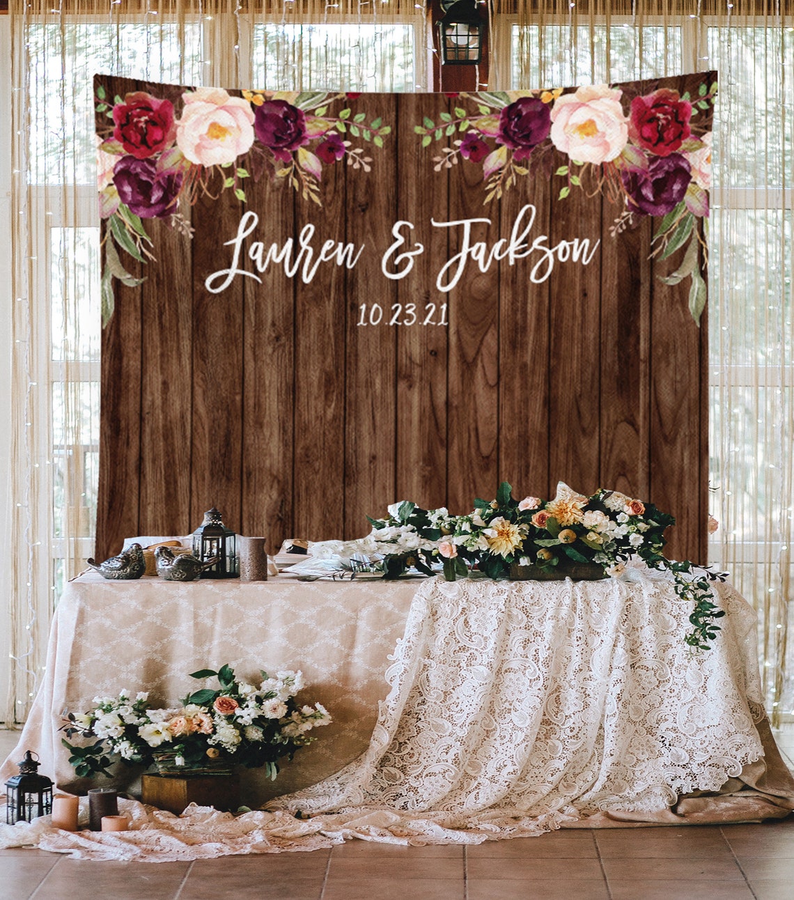 Wedding Backdrop Name Wedding Reception Decorations Boho - Etsy