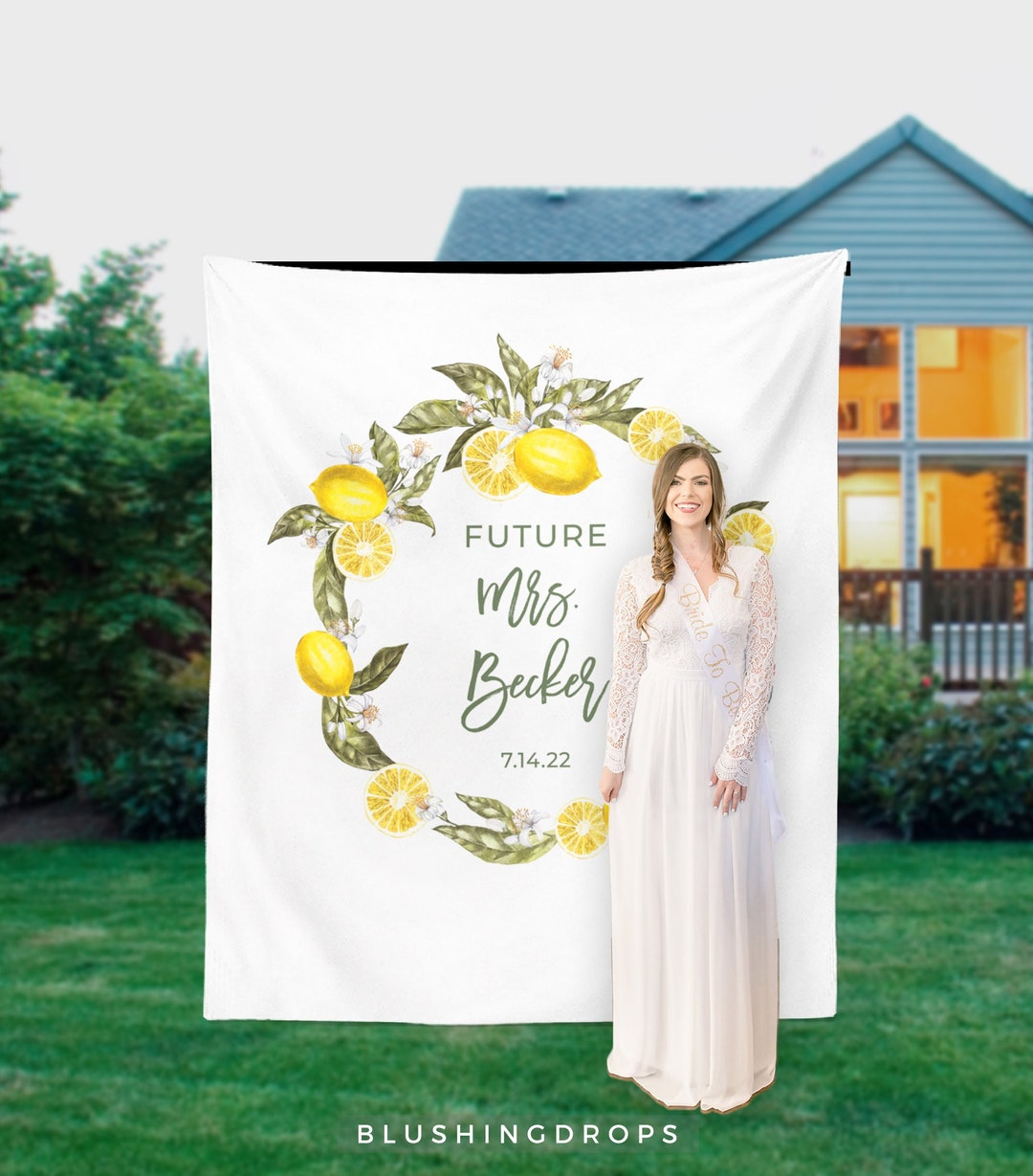 Lemon Backdrop, Lemon Bridal Shower Backdrop, She Found Her Main ...