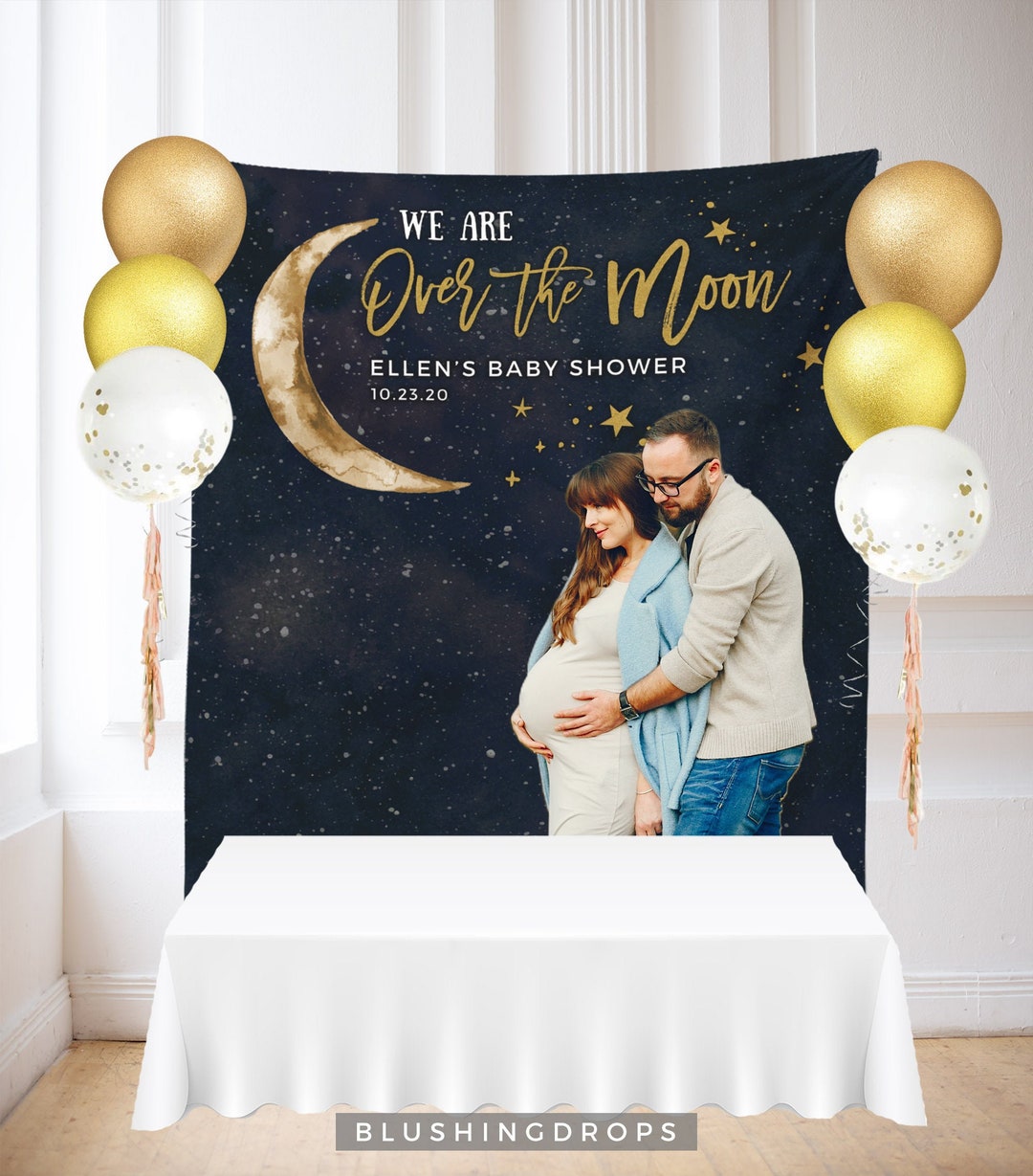 Over the Moon Baby Shower Banner Celestial Baby Shower Moon - Etsy