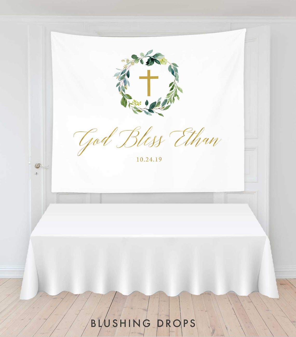 Baptism Decorations Backdrop, Rustic Baptism, Baptism Banner, Baptism ...