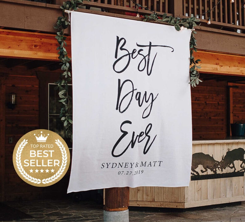 Best Day Ever Wedding Photo Backdrop Ceremony Backdrop | Etsy