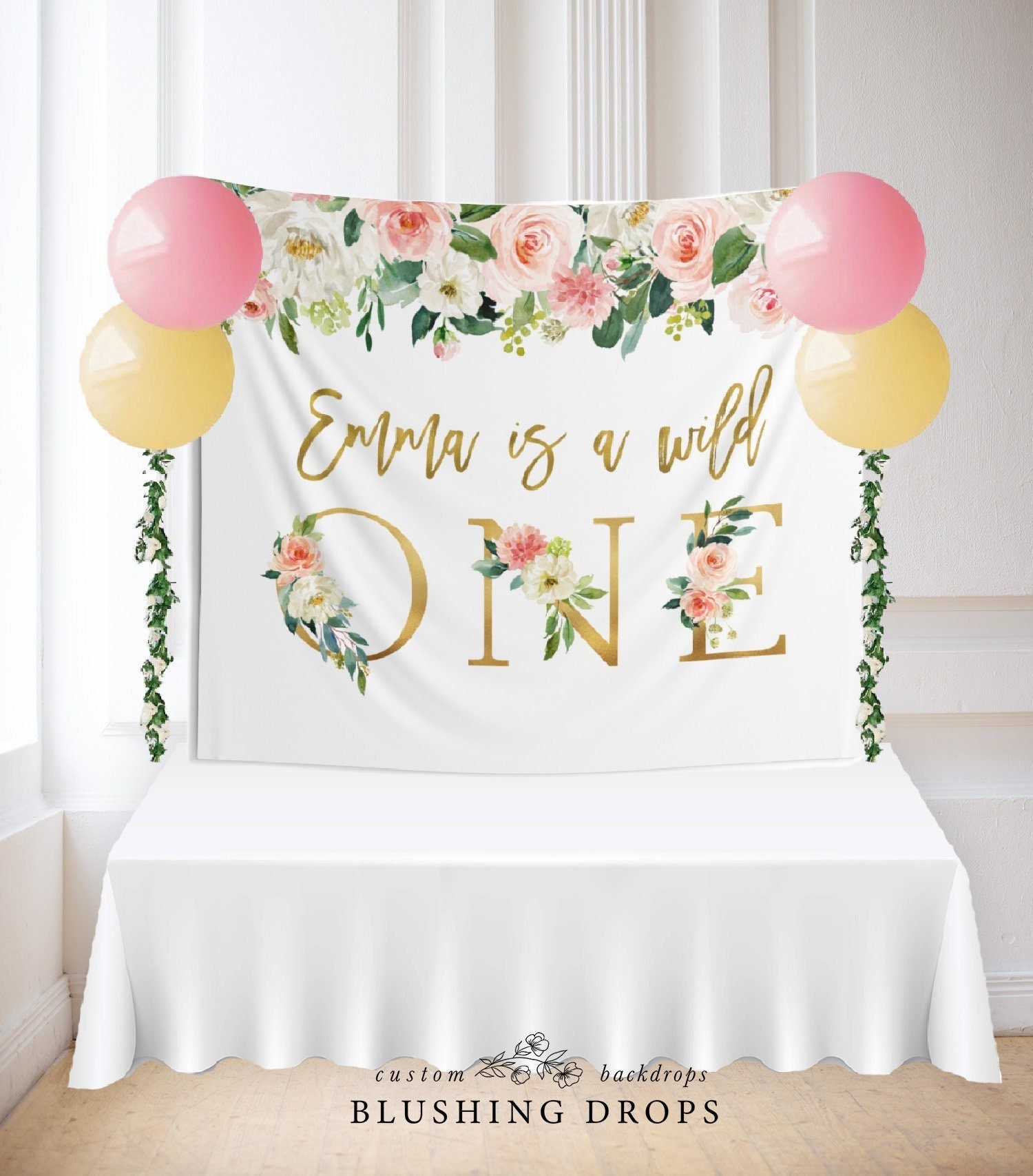 First Birthday Backdrop, Wild One Birthday Girl Decorations, Floral 1st ...