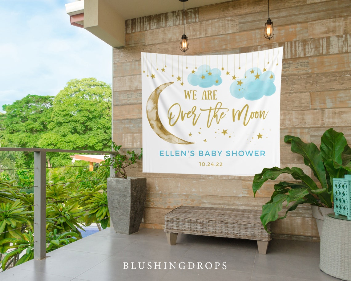 Over the Moon Backdrop Over the Moon Baby Shower Decorations - Etsy