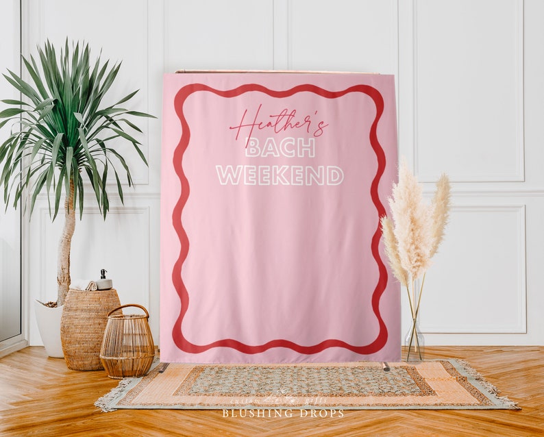 Pink Retro Bachelorette Weekend Backdrop Wave Bachelorette - Etsy