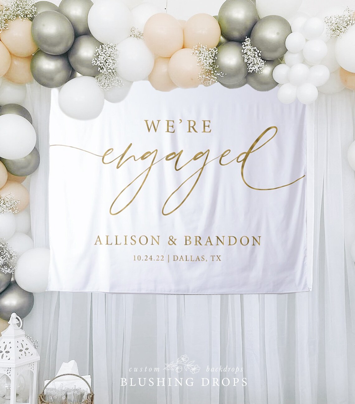 Engagement Party Decorations, Engagement Backdrop, Engagement Banner ...