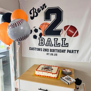 Born 2 Ball Birthday Backdrop, All Star Birthday Banner, Sport 2nd ...