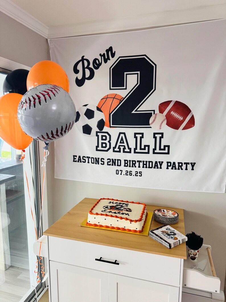 Born 2 Ball Birthday Backdrop, All Star Birthday Banner, Sport 2nd ...