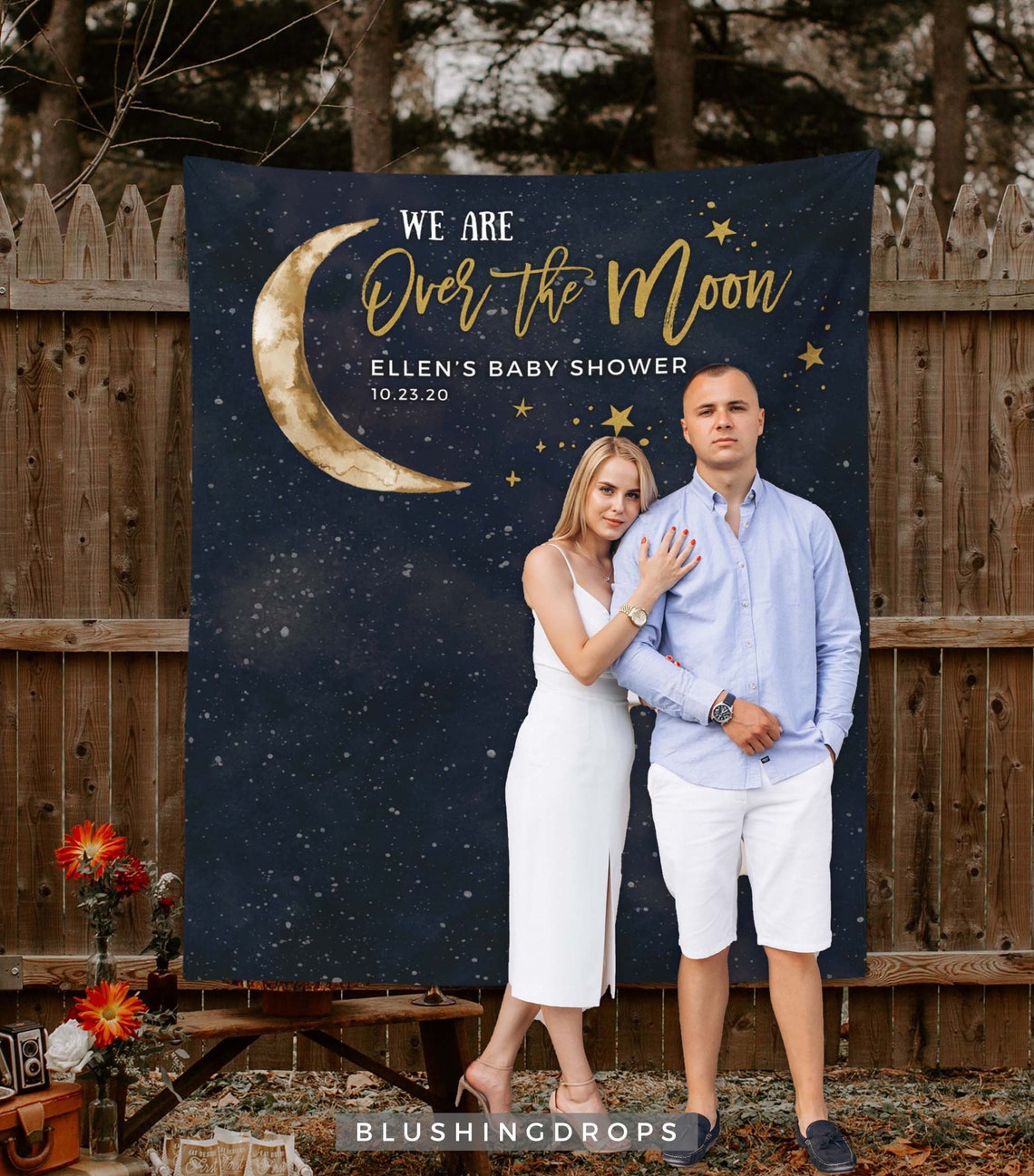 Over the Moon Baby Shower Banner Celestial Baby Shower Moon - Etsy