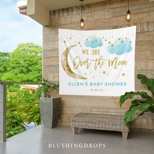 Over the Moon Backdrop Over the Moon Baby Shower Decorations | Etsy