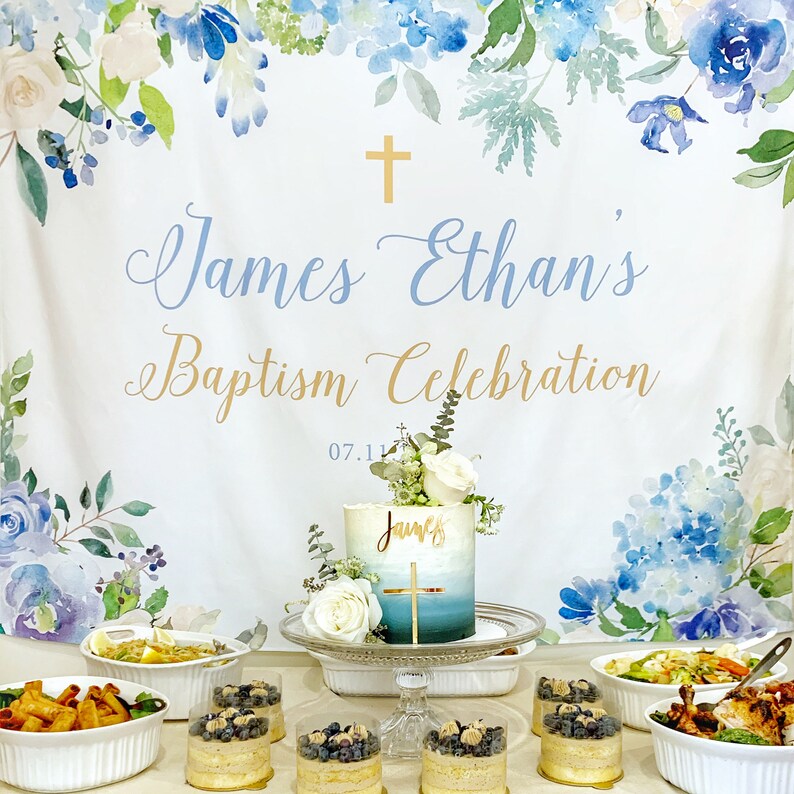 Toile de fond de baptême Bannière de baptême de bébé garçon - Etsy France