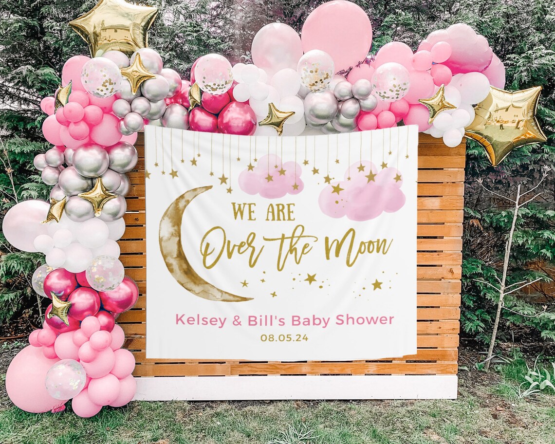 Over the Moon Backdrop Over the Moon Baby Shower Decorations - Etsy