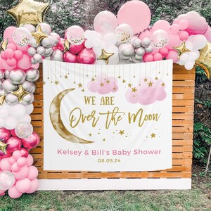 Over the Moon Backdrop, Over the Moon Baby Shower Decorations, Moon and ...