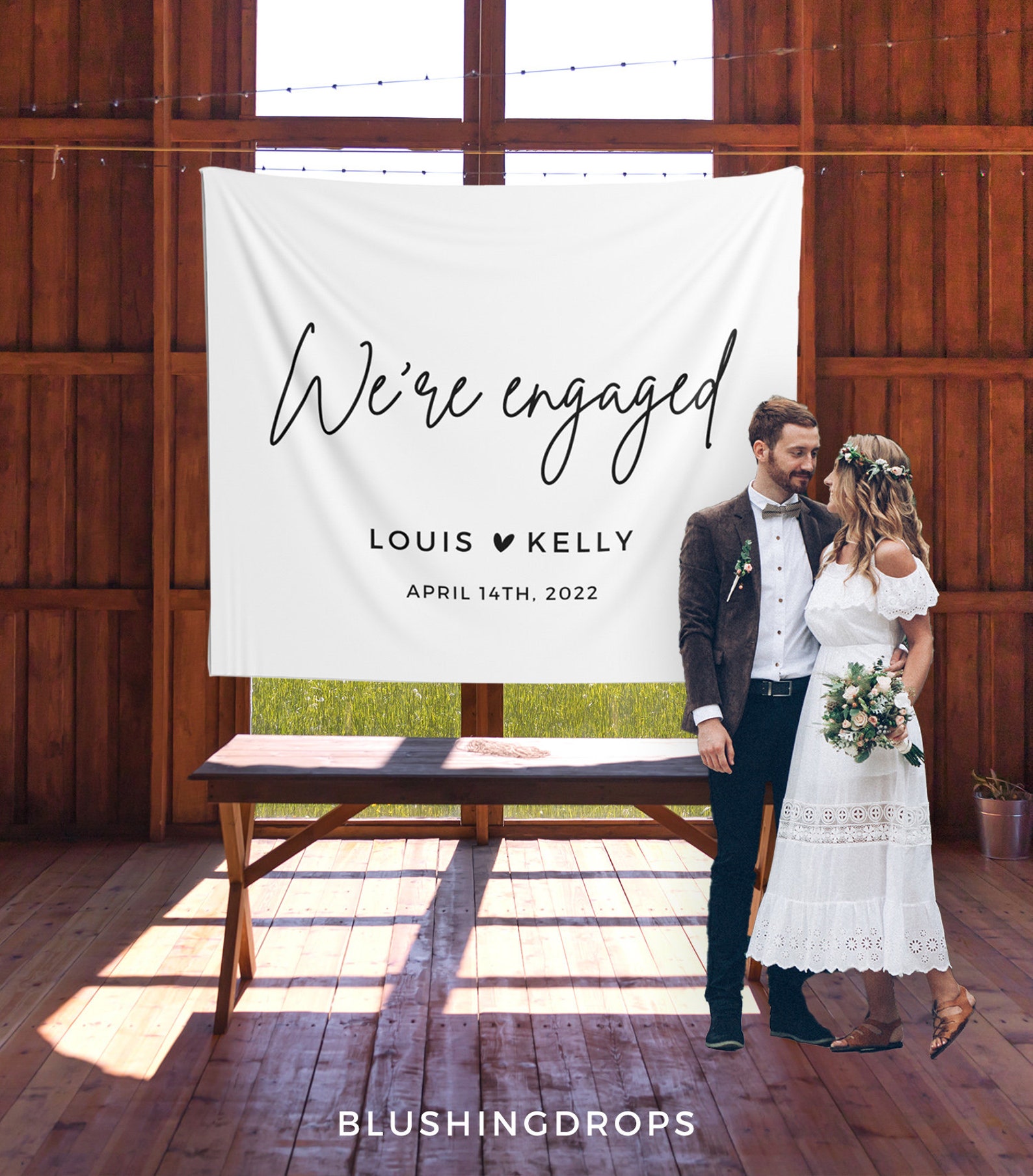 Engagement Party Backdrop, We're Engaged Backdrop, Engagement ...