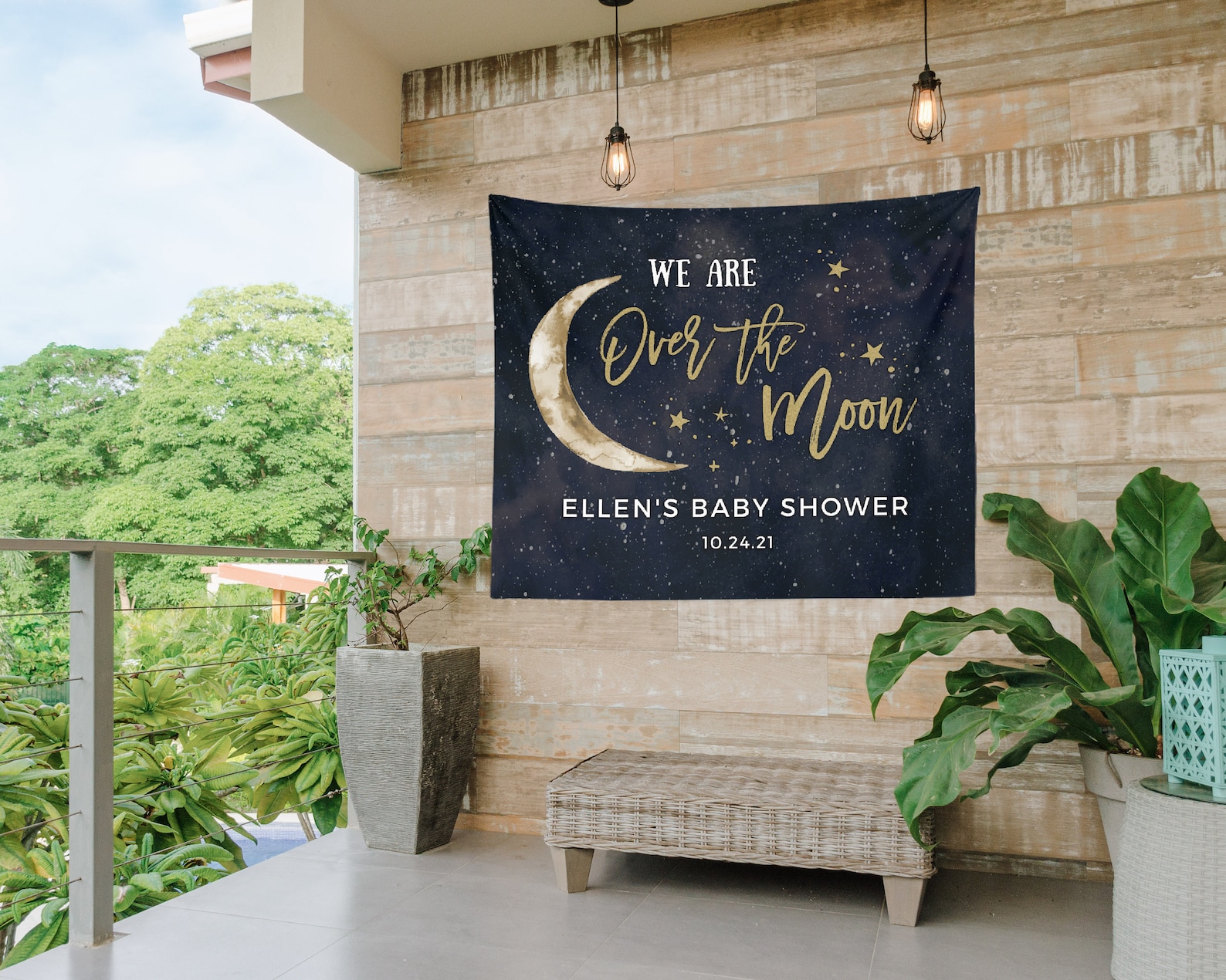 Over the Moon Baby Shower Decorations, Over the Moon Backdrop, Moon and ...