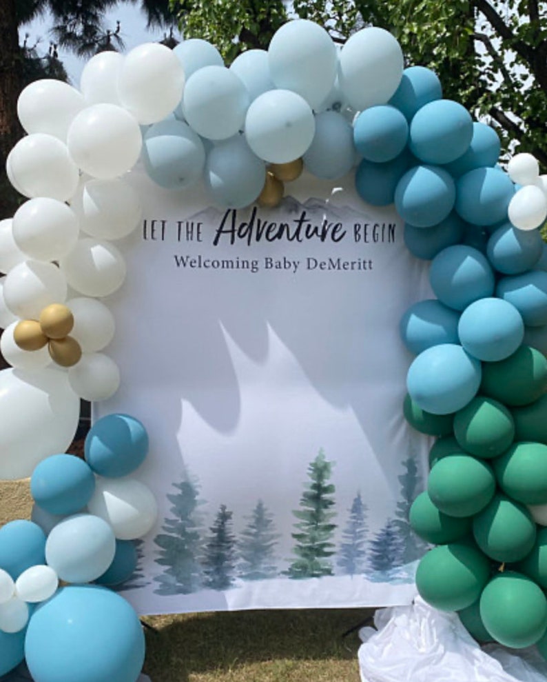 Wedding Photo Backdrop Let the Adventure Begin Sign Mountain | Etsy