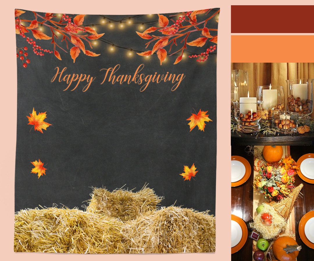 Happy Thanksgiving Banner, Thanksgiving Party Backdrop, Friendsgiving ...