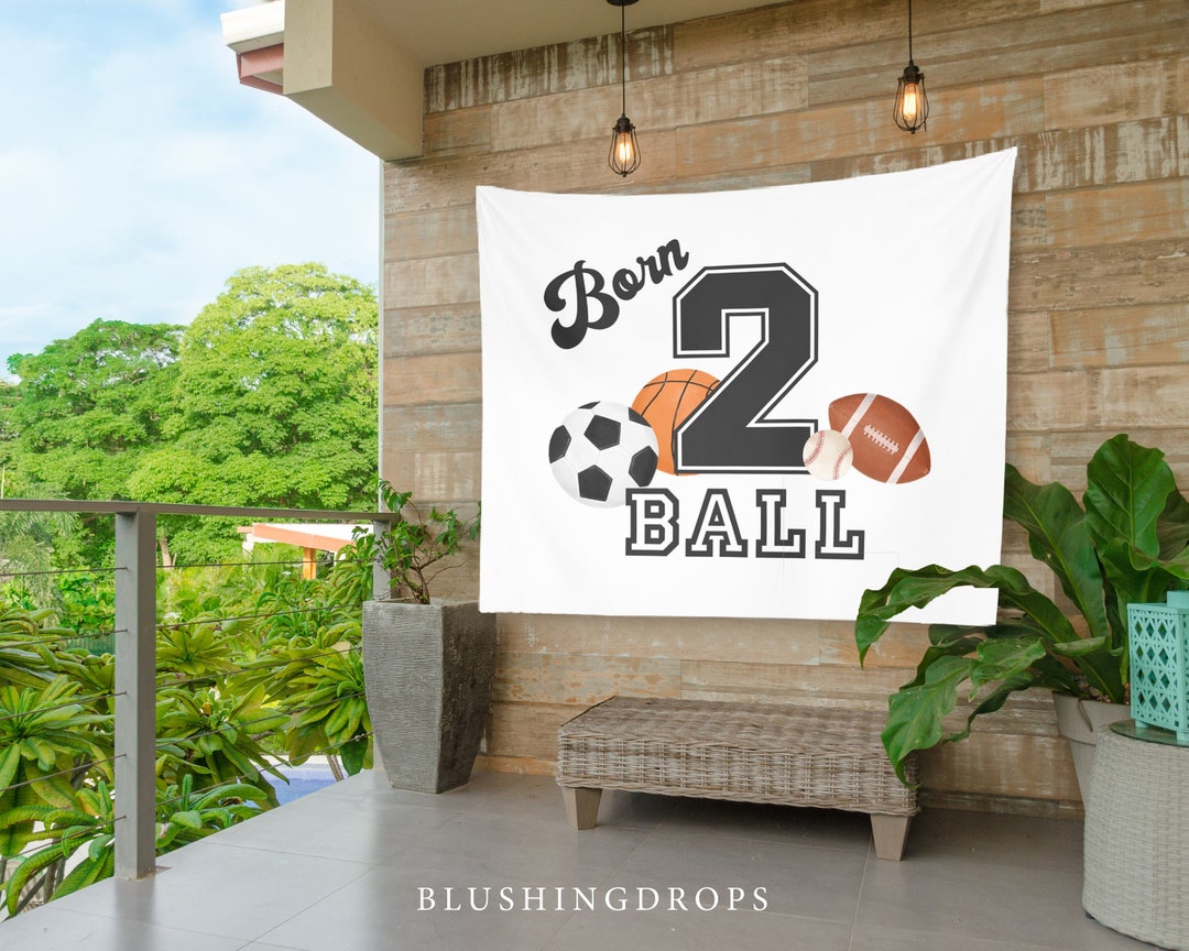 Born 2 Ball Birthday Backdrop, All Star Birthday Banner, Sport 2nd ...