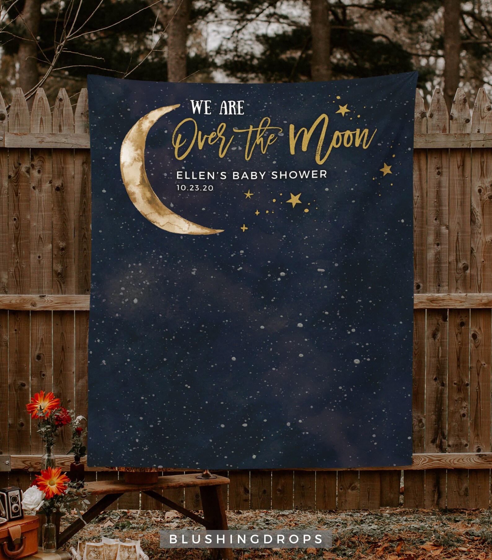 Over the Moon Baby Shower Banner Celestial Baby Shower Moon - Etsy