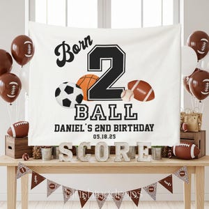 Born 2 Ball Birthday Backdrop, All Star Birthday Banner, Sport 2nd ...