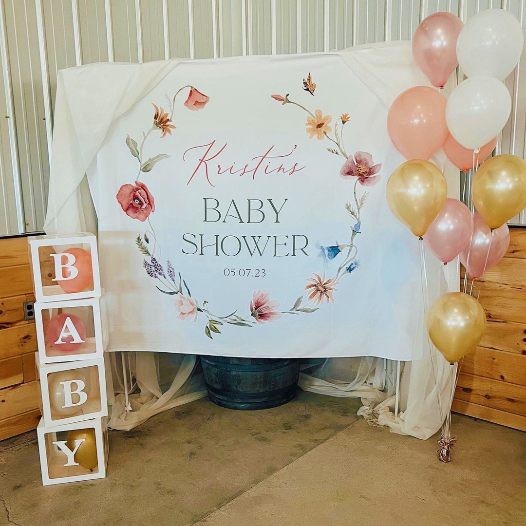 Wildflower Baby Shower Backdrop, Floral Baby Shower Decor, Wildflower ...