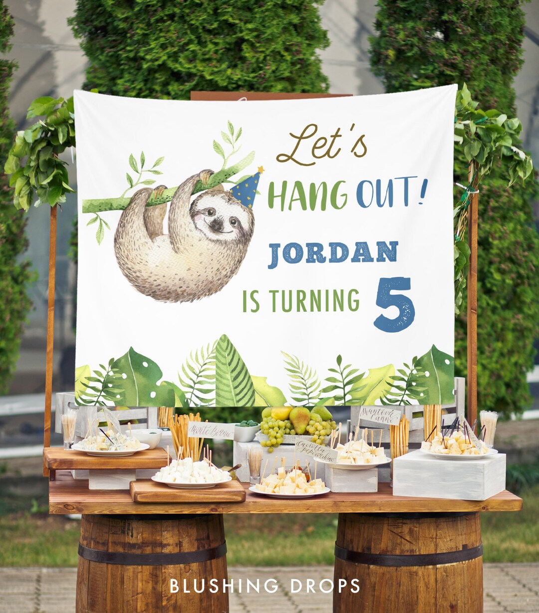 Sloth Birthday Party Decorations. Sloth Backdrop, Sloth Party Banner ...