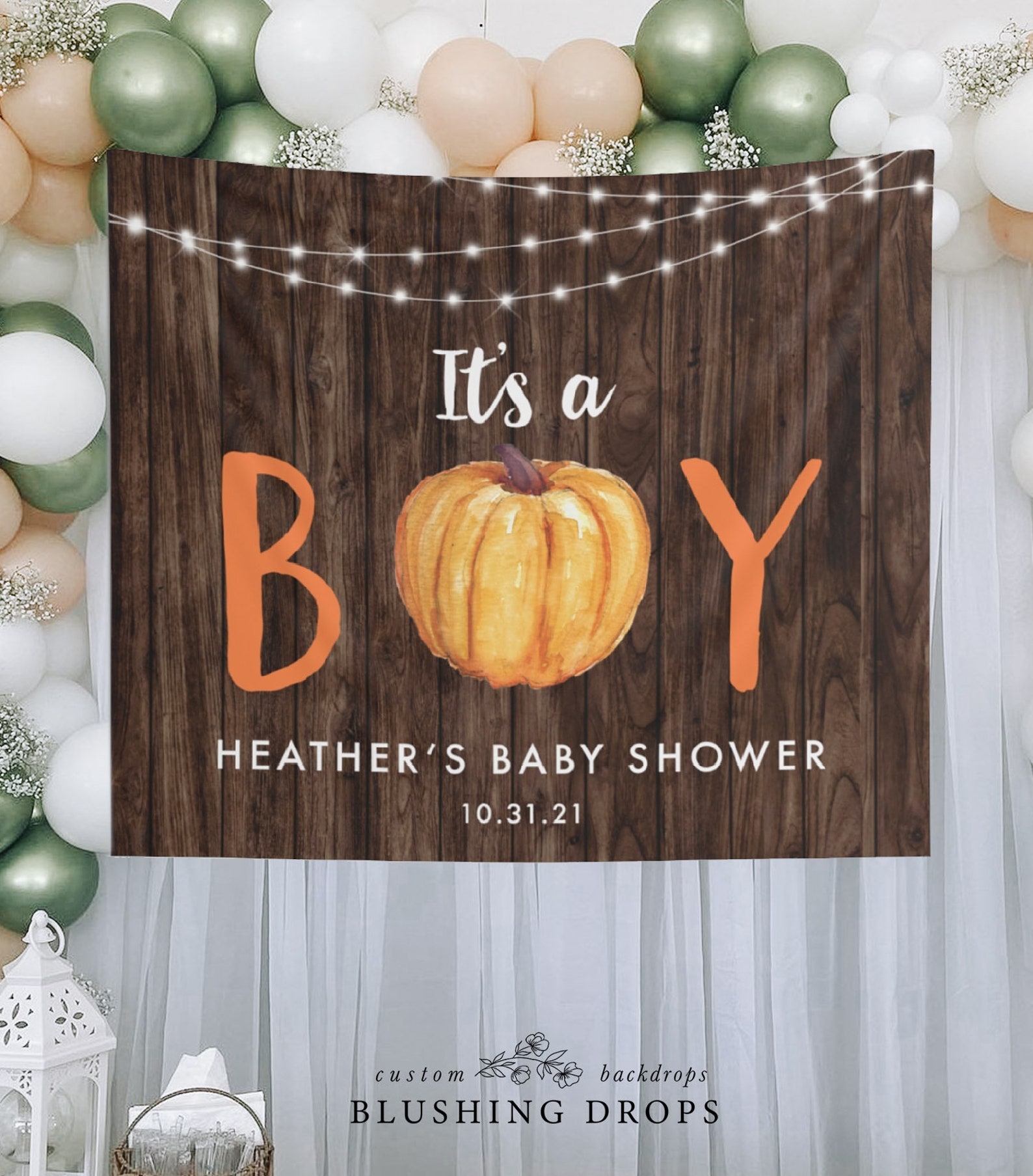 Pumpkin Boy Baby Shower Backdrop Little Pumpkin Baby Shower - Etsy