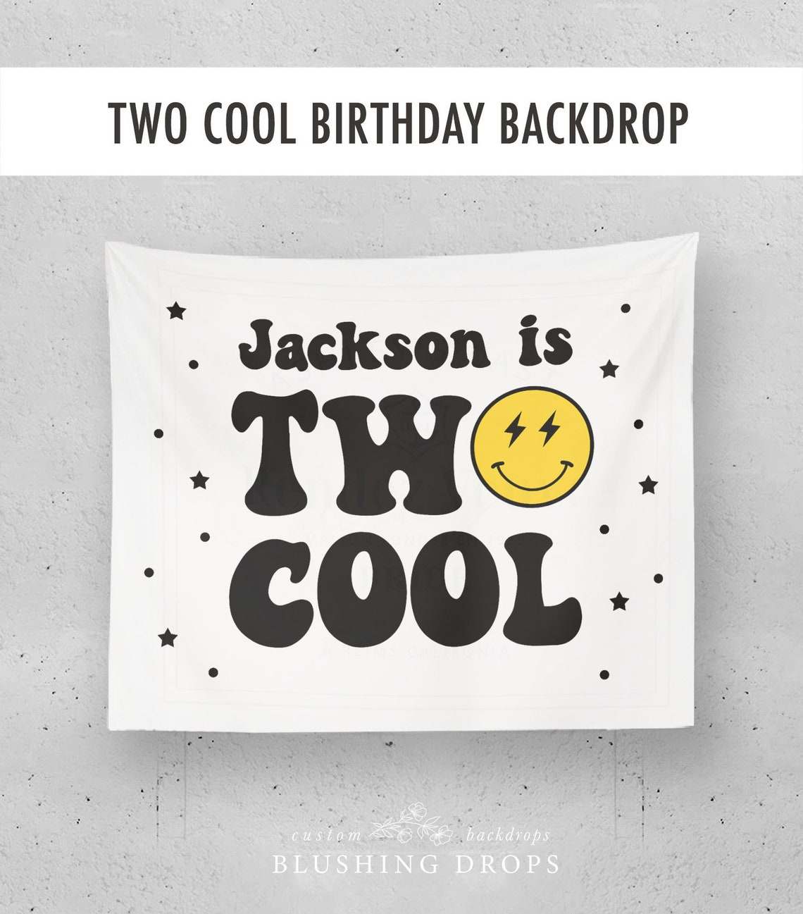 Two Cool Birthday Party Backdrop, Two Cool Banner, Boy 2nd Birthday ...