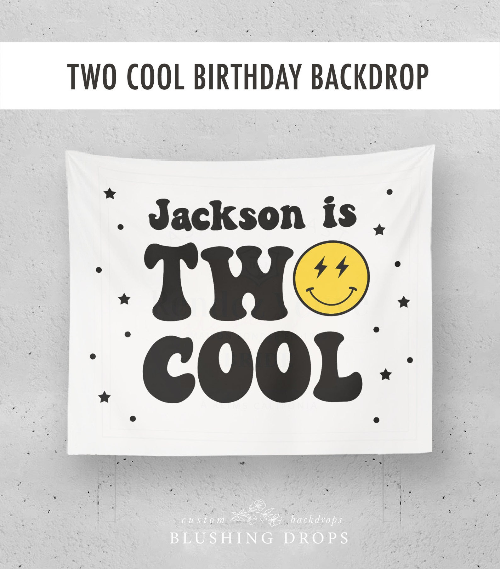 Two Cool Birthday Party Backdrop, Two Cool Banner, Boy 2nd Birthday ...