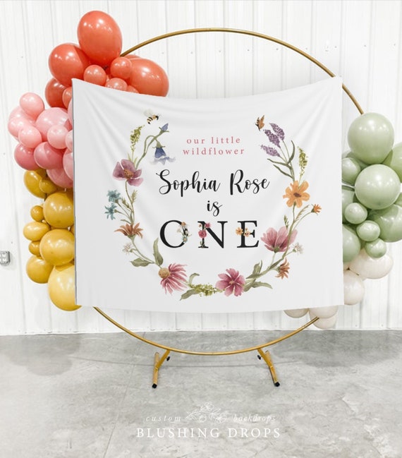 Wildflower Birthday Backdrop, Wildflower Party Decor, 1st Birthday Girl ...
