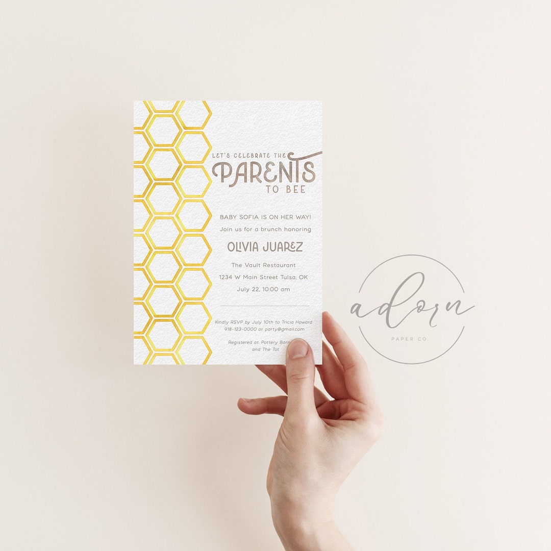 Editable Parents to Bee Baby Shower Invitation Gender Neutral Parents ...