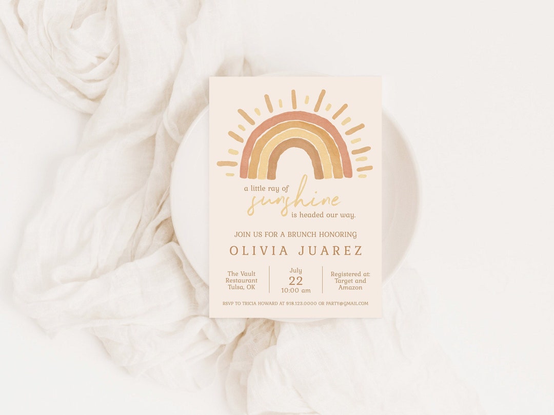 Sunshine Baby Shower Invitation Template Little Ray of Sunshine Summer ...