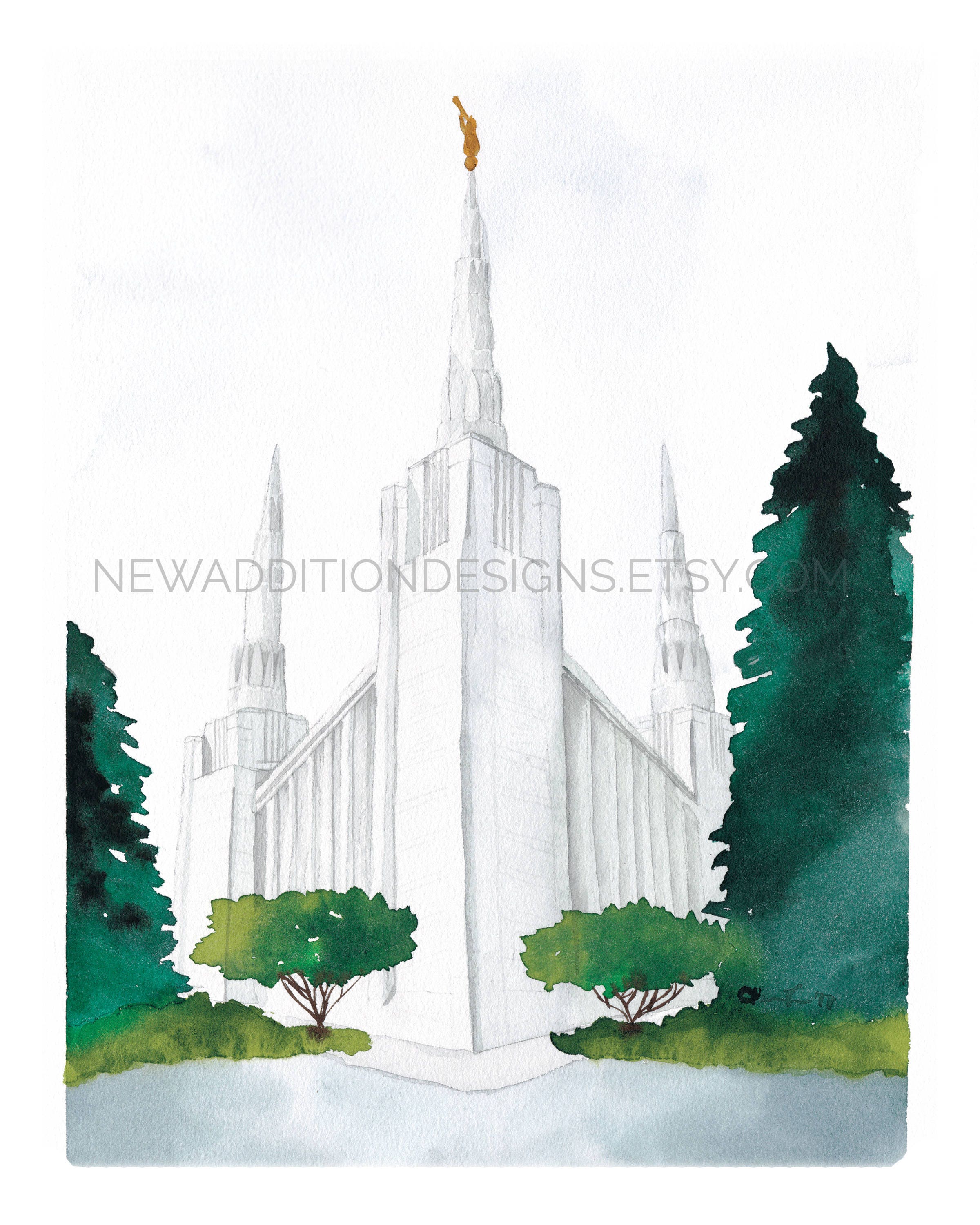 Portland LDS Temple Watercolor Painting LDS Wedding Gift - Etsy