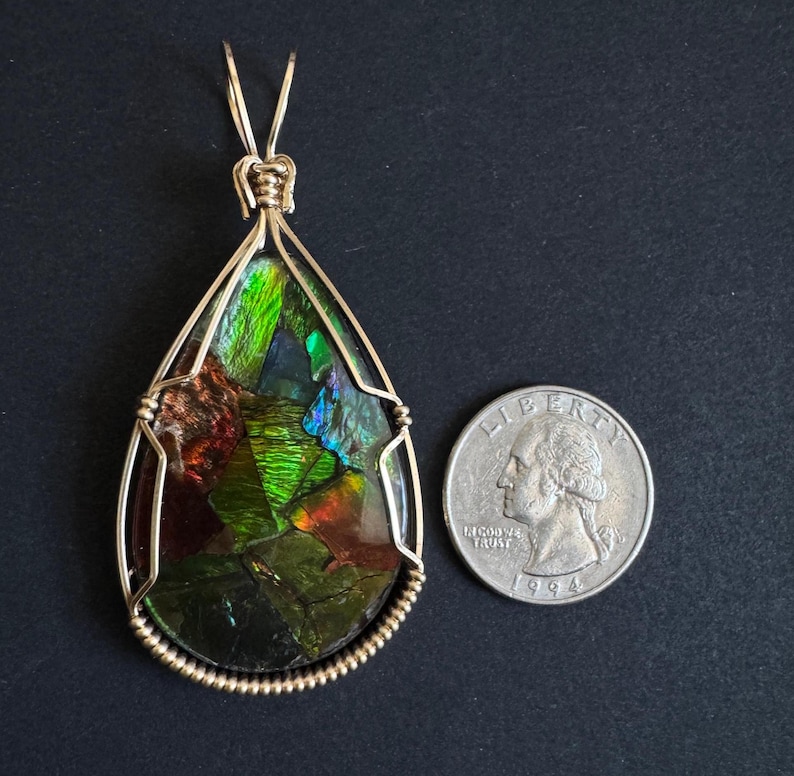 Ammolite Mosaic Triplet Pendant, 14K Gold Filled - Etsy
