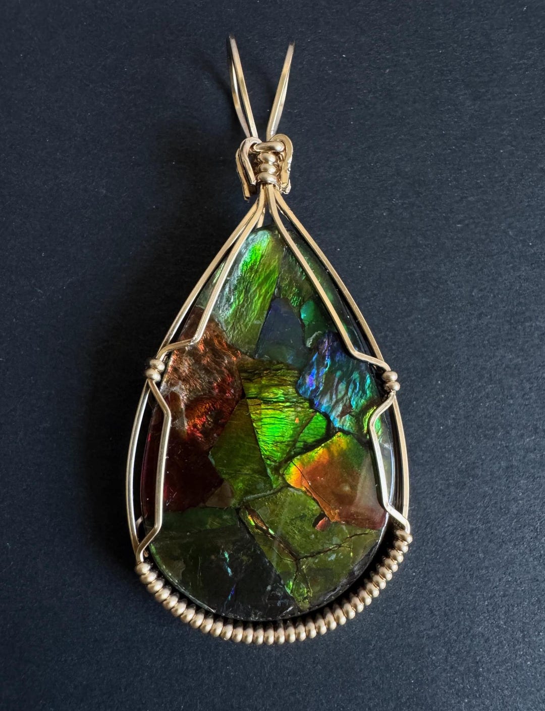 Ammolite Mosaic Triplet Pendant, 14K Gold Filled - Etsy