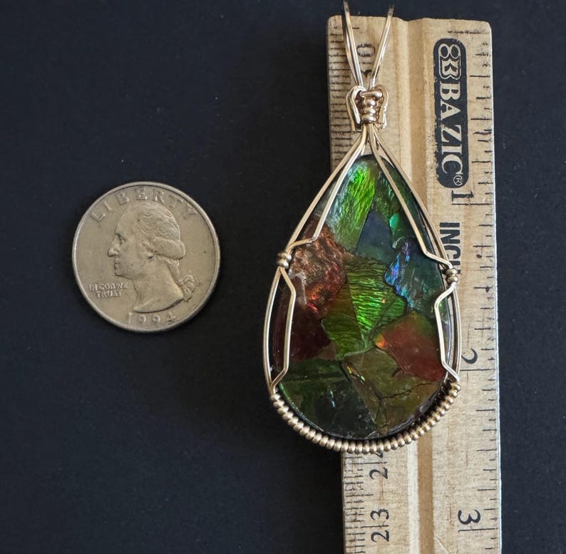 Ammolite Mosaic Triplet Pendant, 14K Gold Filled - Etsy