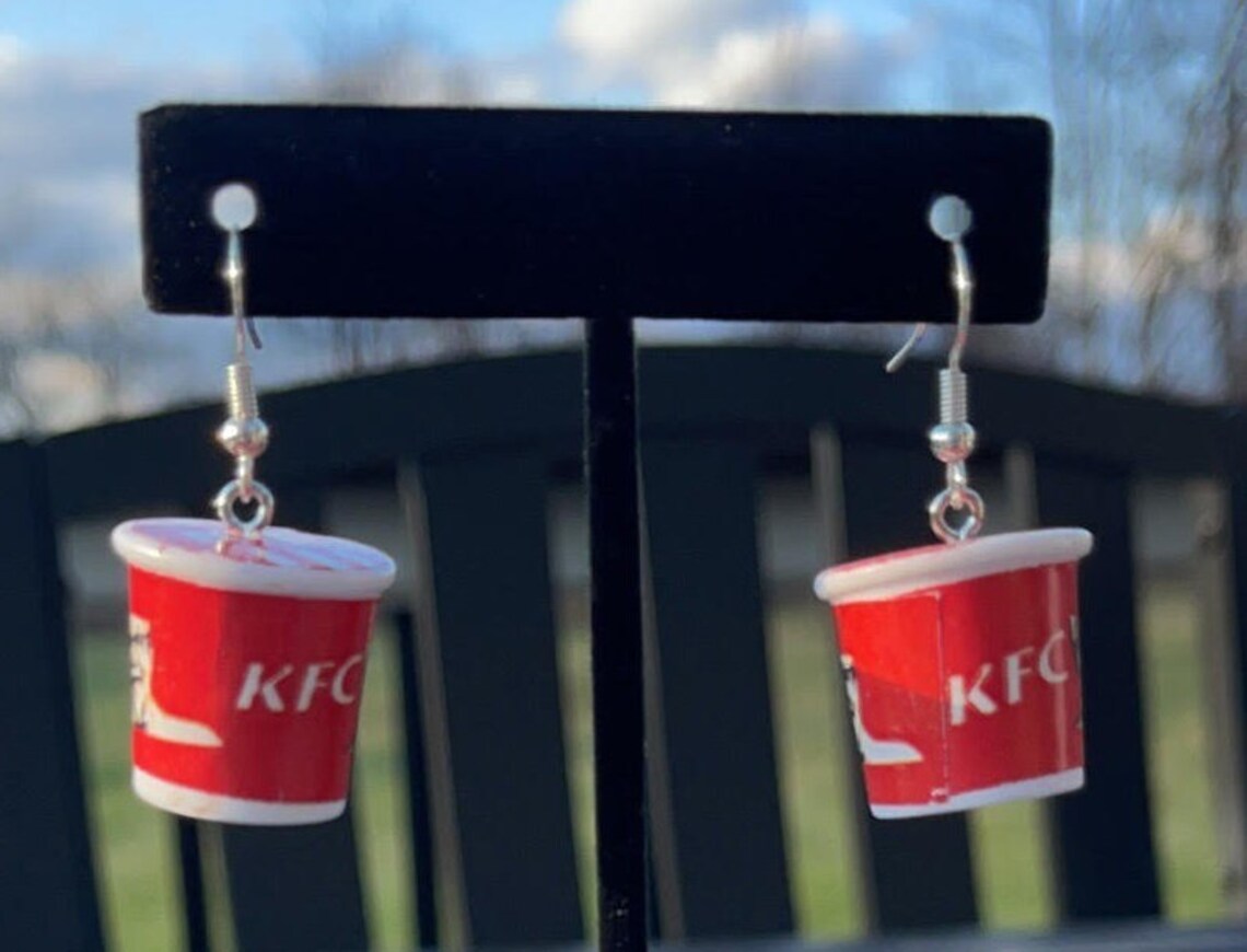 KFC Dangle Earrings Kentucky Fried Chicken Food Silver Jewelry - Etsy