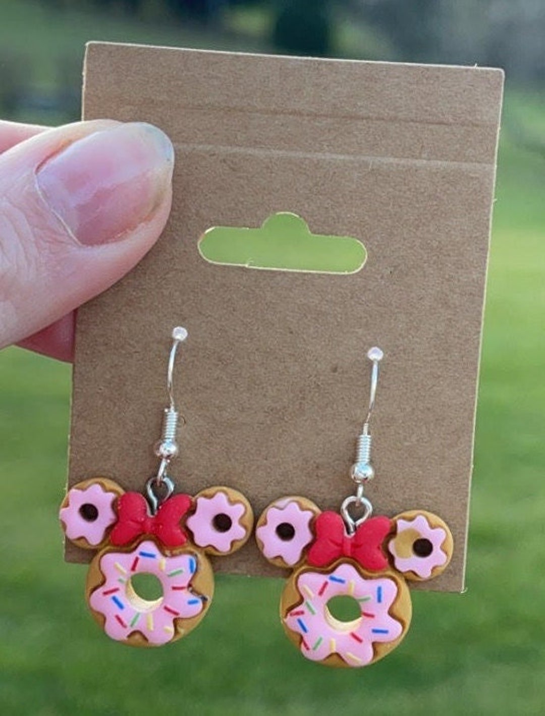 Disney Minnie Mouse Donut Dangle Earrings | Food Silver Jewelry - Etsy