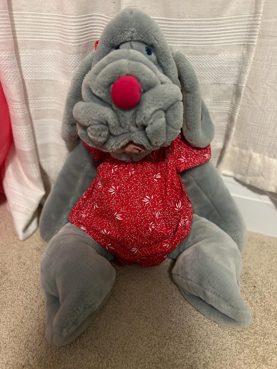 Extra Large Wrinkle Dog Puppet, Like New Condition, Red Dress - Etsy