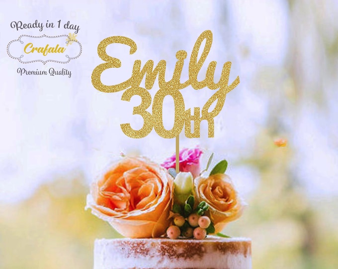 Custom Glitter Cake Topper, Personalized Cake Topper, Birthday Cake ...