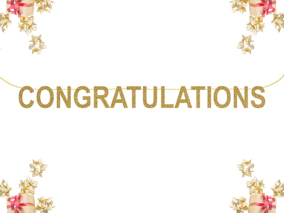 Congratulations Glitter Banner Gold Letter Banner | Etsy
