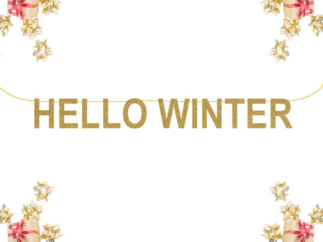 Hello Winter Glitter Banner | Winter Banner, Merry Christmas, Gold ...