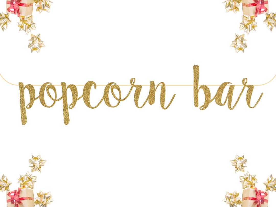 Popcorn Bar Glitter Banner | Birthday Banner | Glitter Party ...