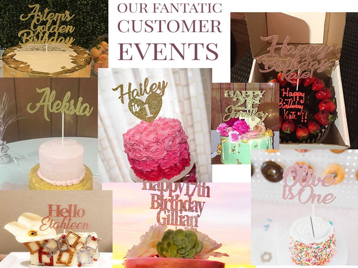 Custom Cake Topper Gold Glitter Block Font Personalized - Etsy