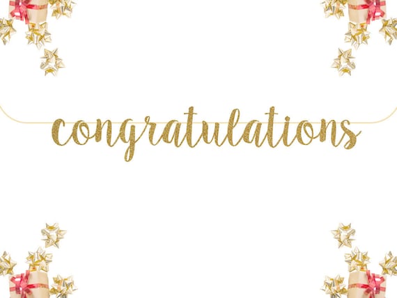 Congratulations Glitter Banner Congratulations Gold Letter - Etsy