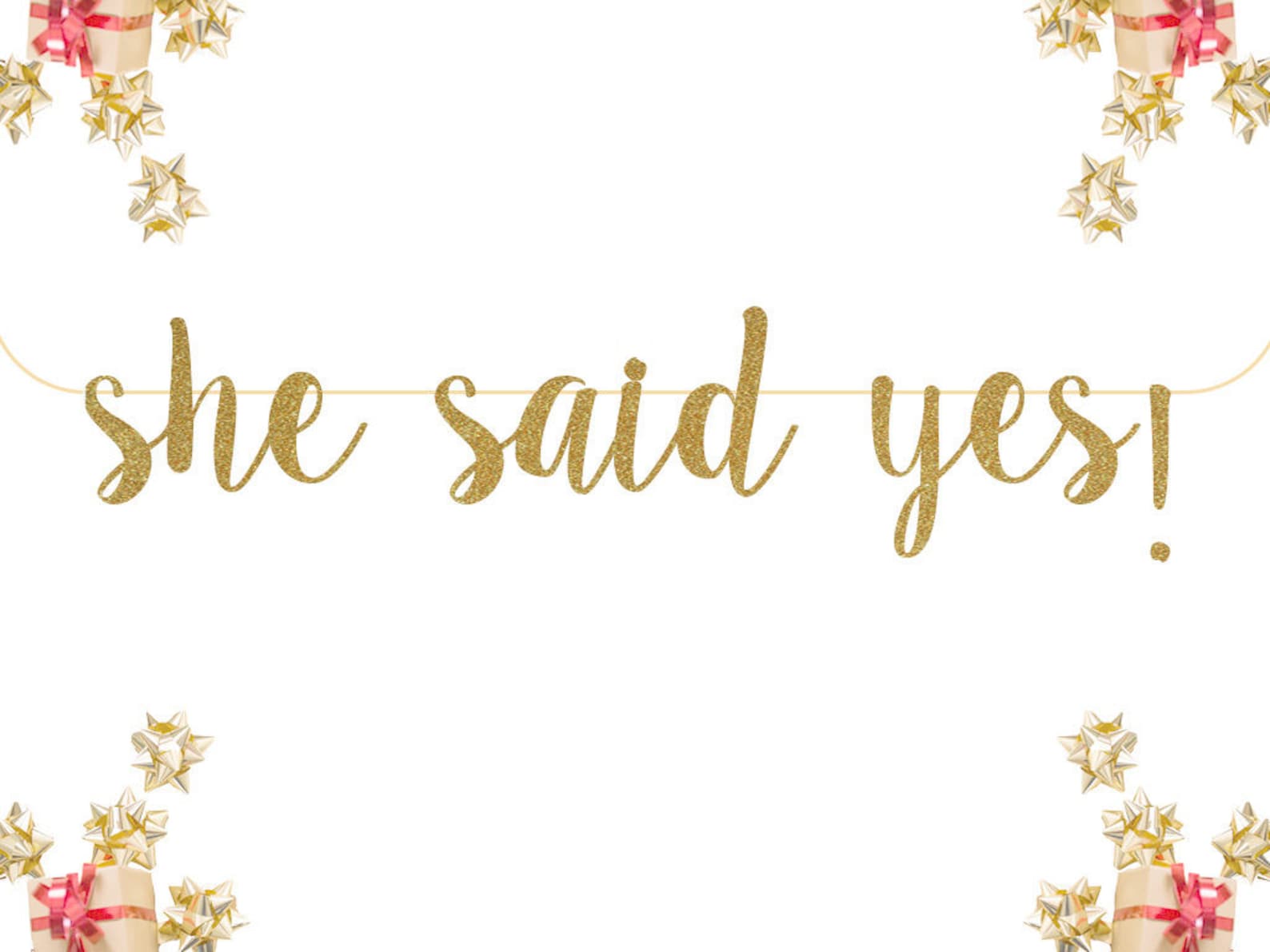 She Said Yes! Glitter Banner | Photo Prop Celebrate| Personalized ...