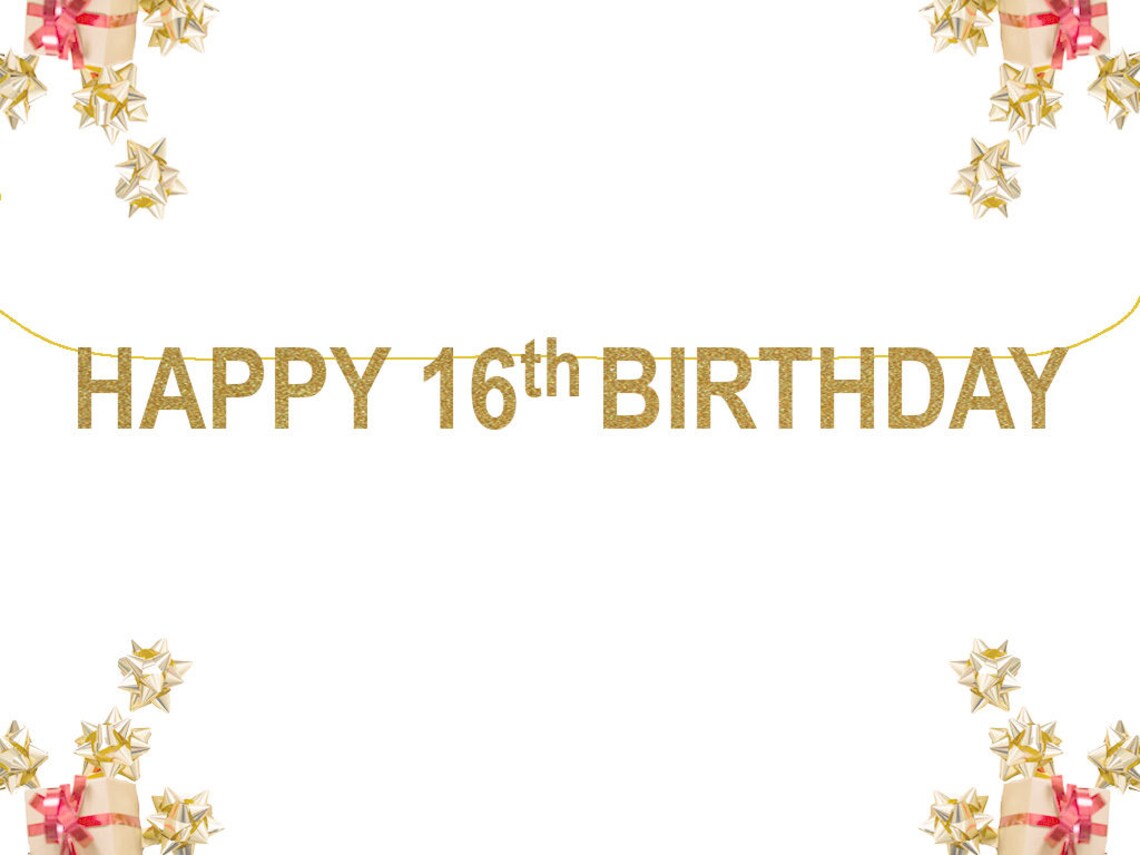 Happy 16th Birthday Glitter Banner | Birthday Banner | Happy Birthday ...