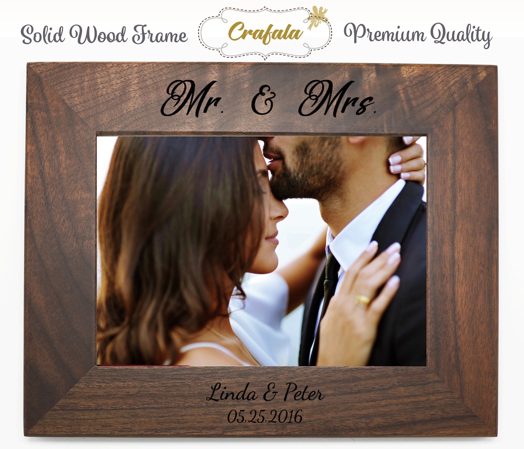 Mr. & Mrs. Custom Frame, Wedding Custom Frame, Personalized Solid Wood ...