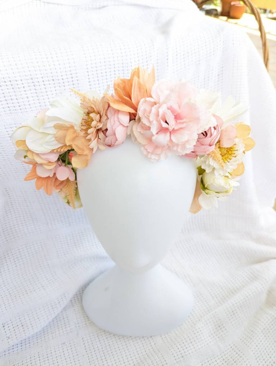 Summer Flower Crown ,beige Flower Crown, Neutral Flower Crown, Handmade ...